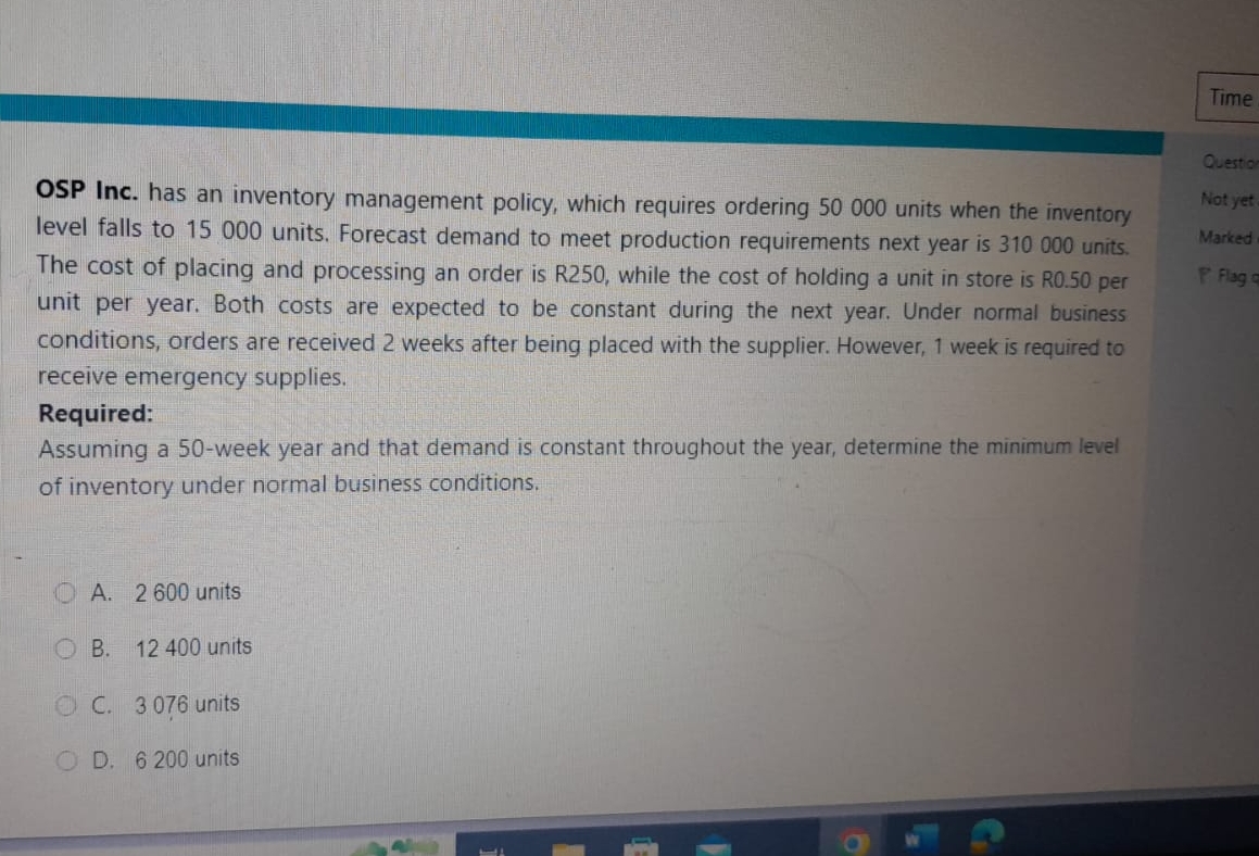 Solved OSP Inc. has an inventory management policy, which | Chegg.com