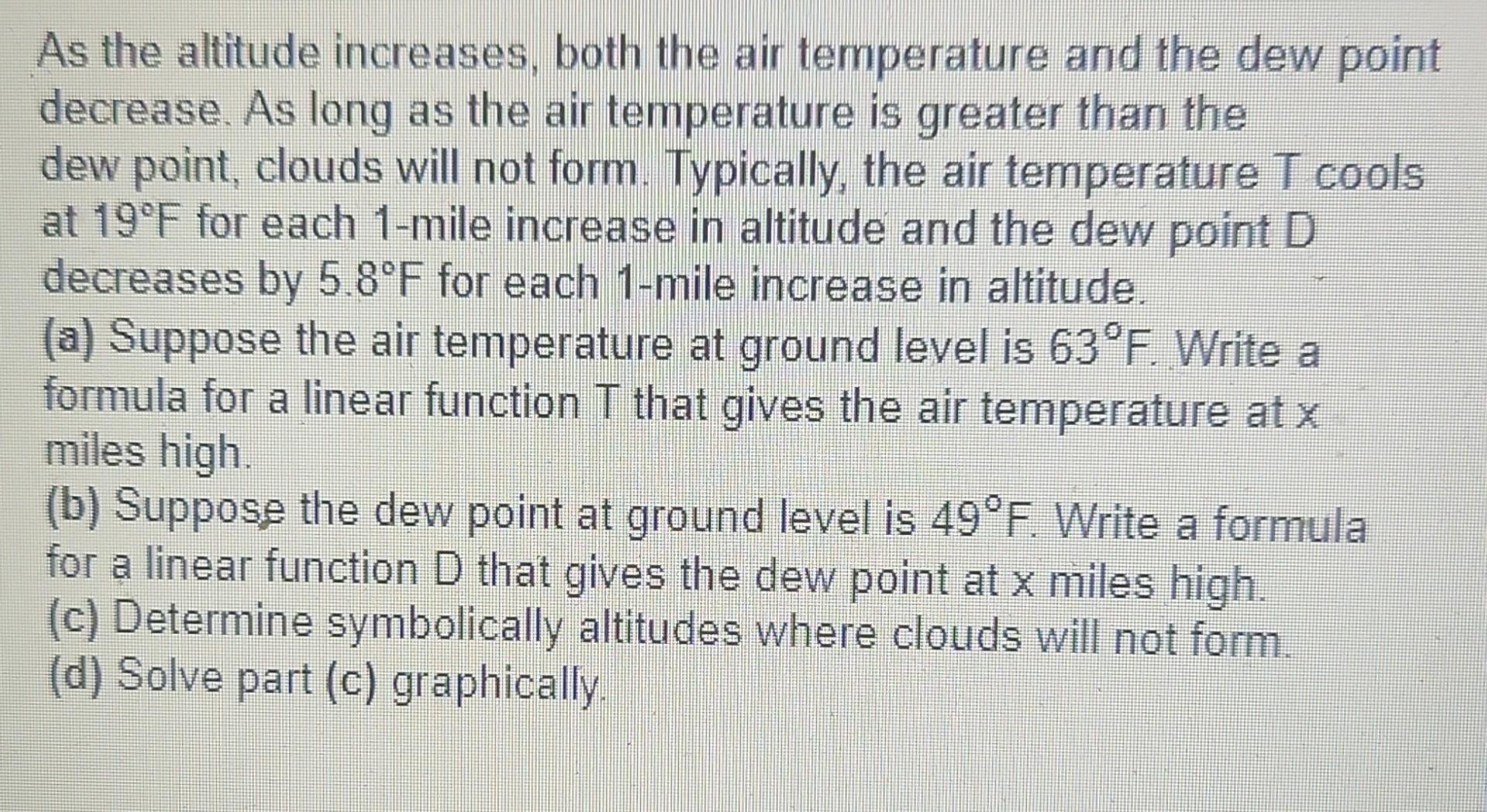 Solved As the altitude increases, both the air temperature | Chegg.com