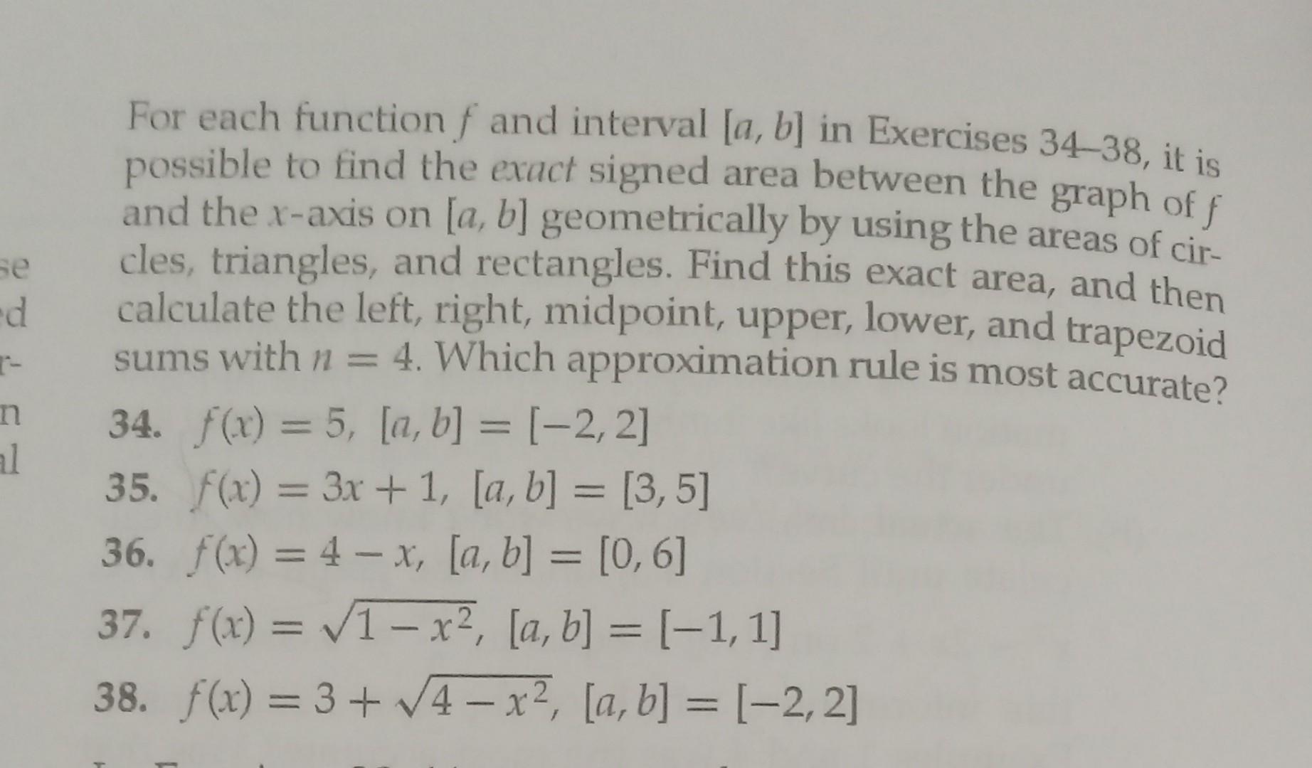 Solved For each function f and interval [a,b] in Exercises | Chegg.com
