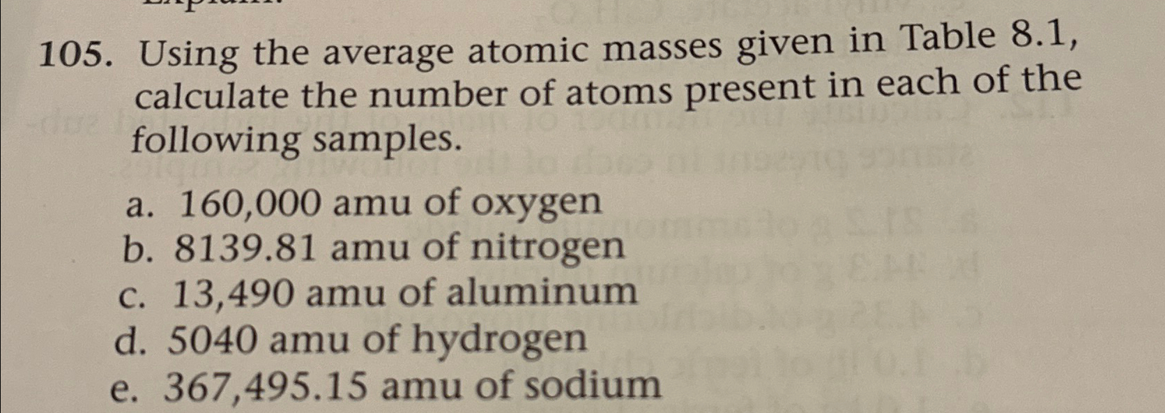 Solved Using the average atomic masses given in Table 8.1, | Chegg.com