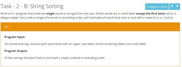 Solved Task - 2 - A: Sorting arrays Collapse context You are | Chegg.com