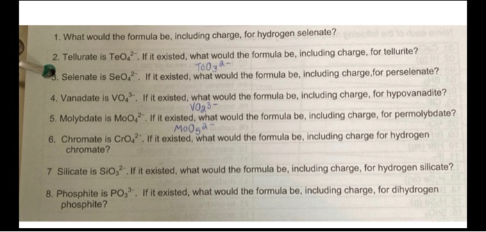 Solved Teoga 1. What would the formula be, including charge, | Chegg.com