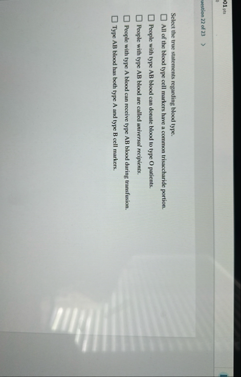 Solved 101 ﻿ptsuestion 22 ﻿of 23Select the true statements | Chegg.com