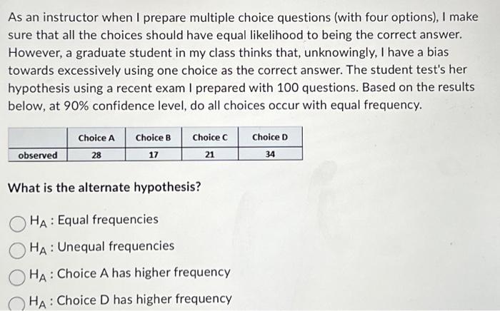 Solved As an instructor when I prepare multiple choice | Chegg.com