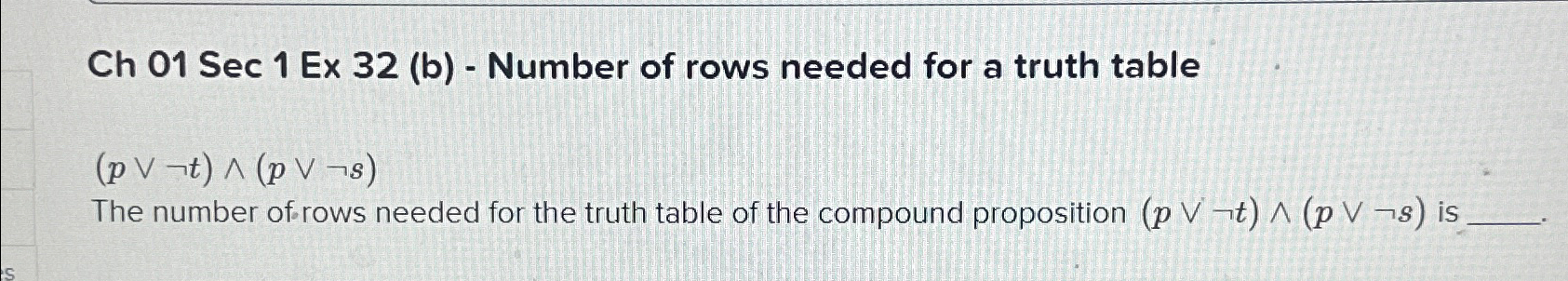Solved Ch 01Sec1Ex32 (b) - ﻿Number of rows needed for a | Chegg.com