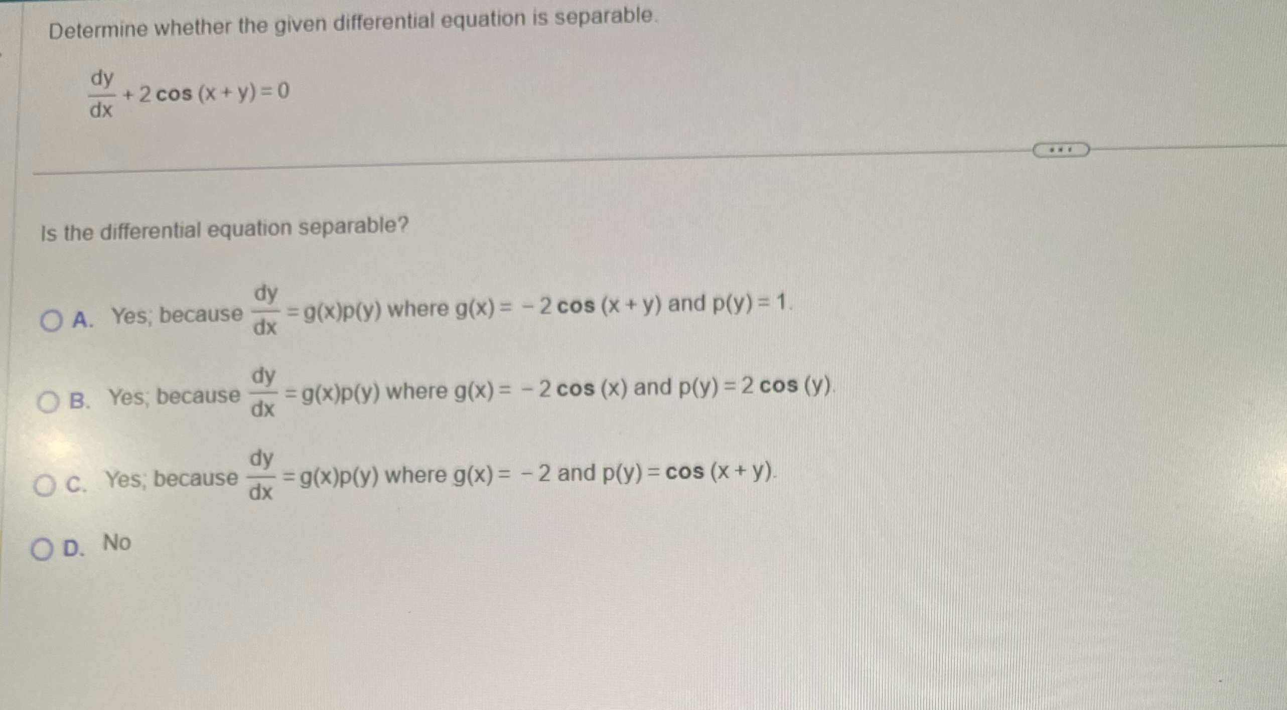 Solved Determine Whether The Given Differential Equation Is