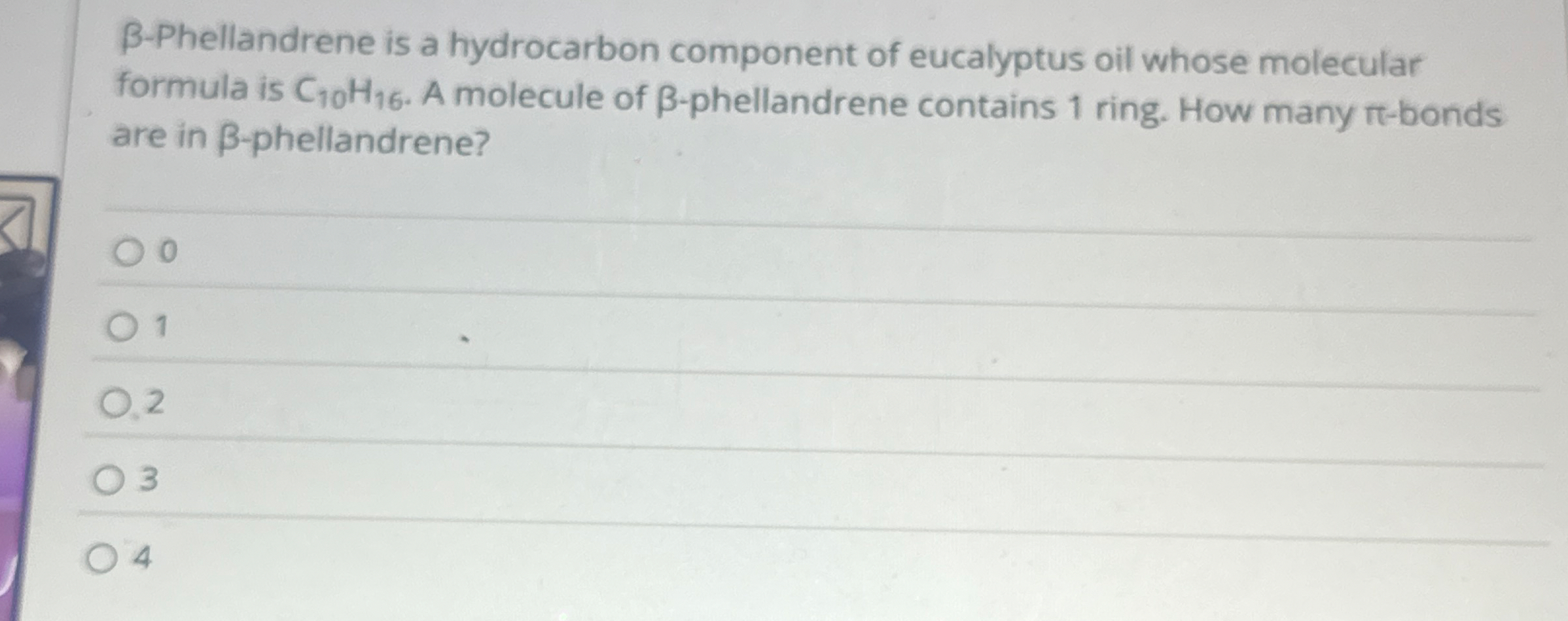 Solved β-Phellandrene is a hydrocarbon component of | Chegg.com