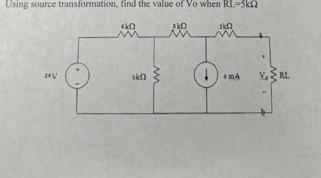 Solved Using source transformation, find the value of Vo | Chegg.com