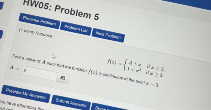 Solved Hw05 Problem 5 Previous Problem Problem List Next 