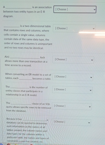 Solved A ﻿is an association between two entity types in an | Chegg.com