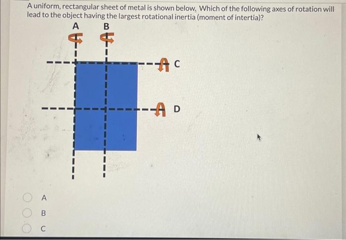 Solved A uniform, rectangular sheet of metal is shown below. | Chegg.com