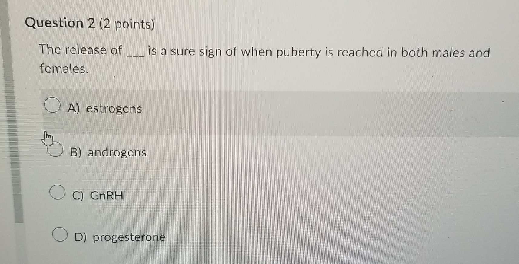 Solved Question 2 (2 ﻿points)The release of ﻿is a sure | Chegg.com