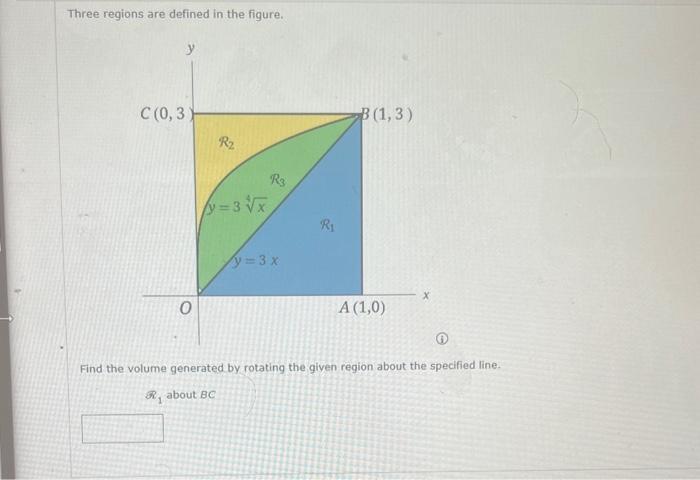 Solved Three regions are defined in the figure. Find the | Chegg.com