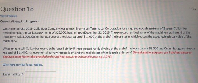 Solved --/1 Question 18 View Policies Current Attempt in | Chegg.com