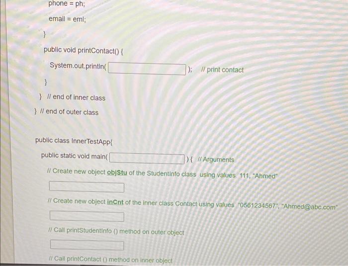 Solved Question 2 The following Java program defines an | Chegg.com
