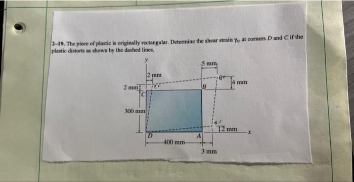 Solved 2-19. The pioce of plastic is originally rectangular. | Chegg.com
