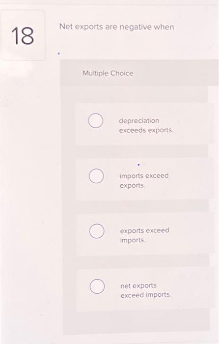 Solved Net exports are negative when Multiple Choice | Chegg.com