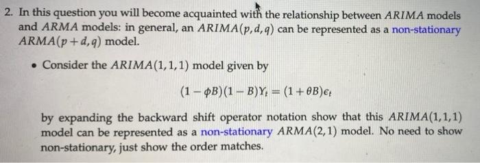 Solved Time Series problem. Show that this ARIMA(1,1,1) can | Chegg.com