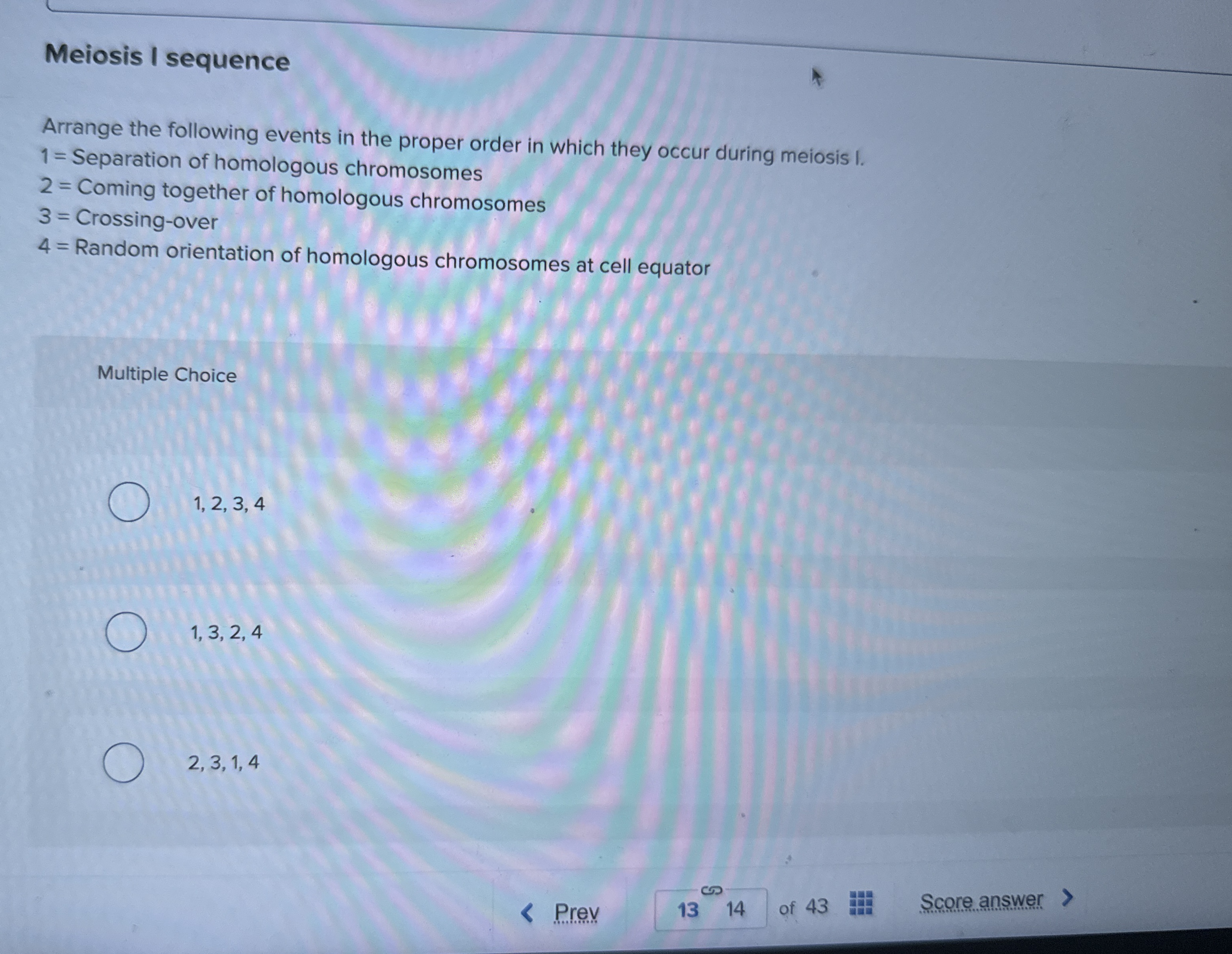 Solved Meiosis I sequenceArrange the following events in the | Chegg.com