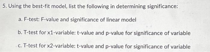 Solved 4. List the following in determining best-fit model: | Chegg.com