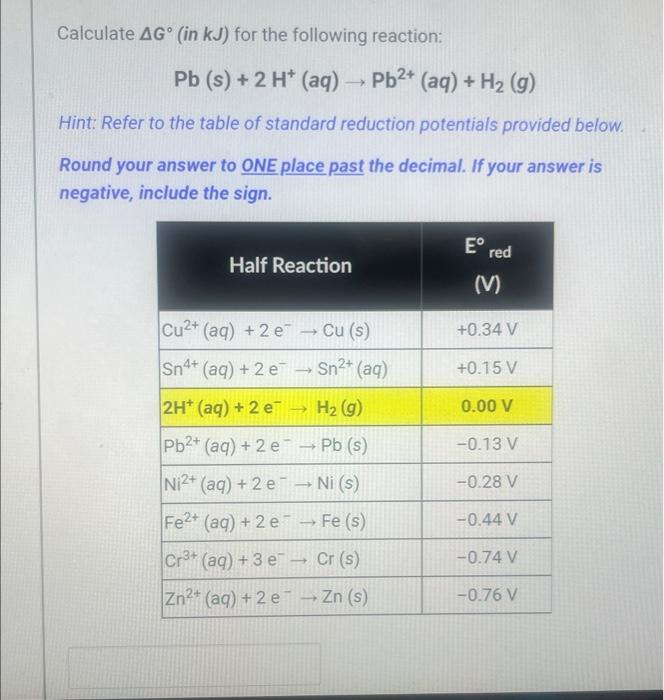 [Solved]: Calculate ( Delta G^{ circ} ) (in ( k J ) )