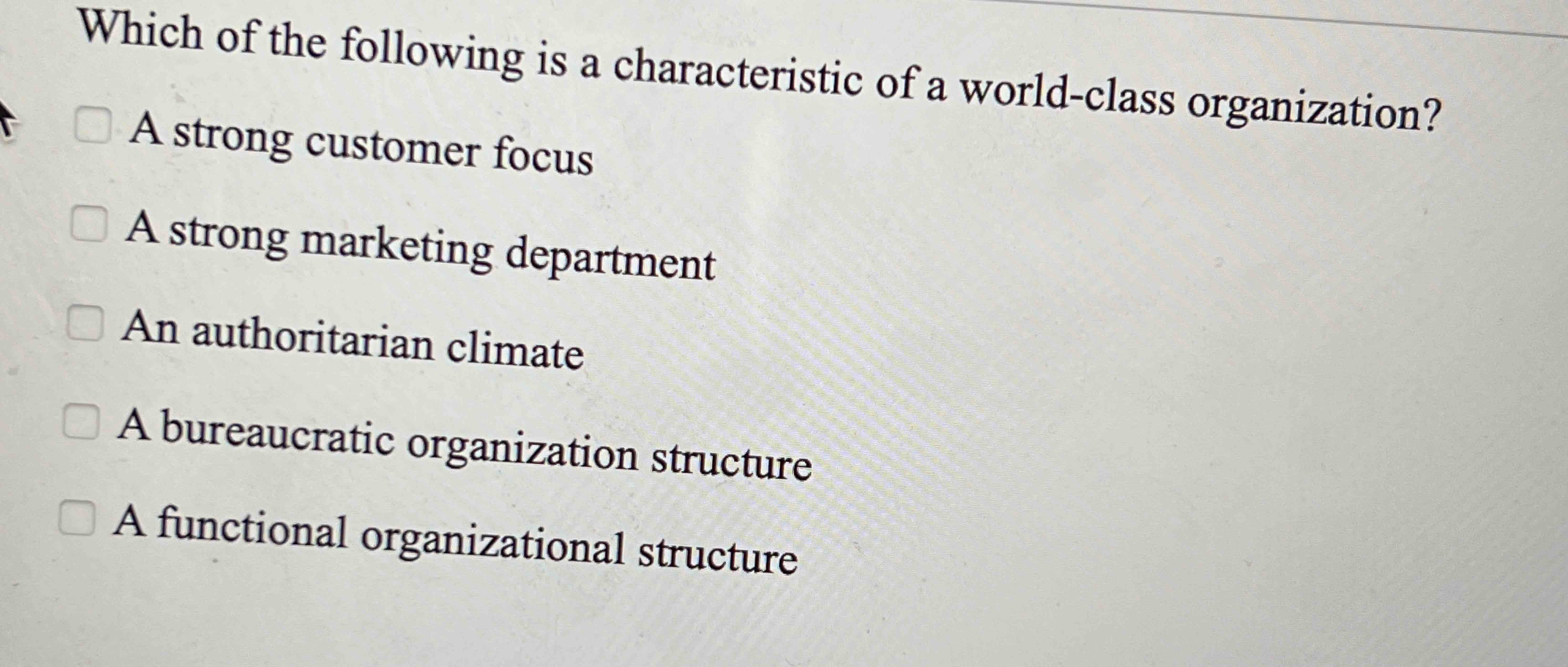 Solved Which of the following is a characteristic of a | Chegg.com