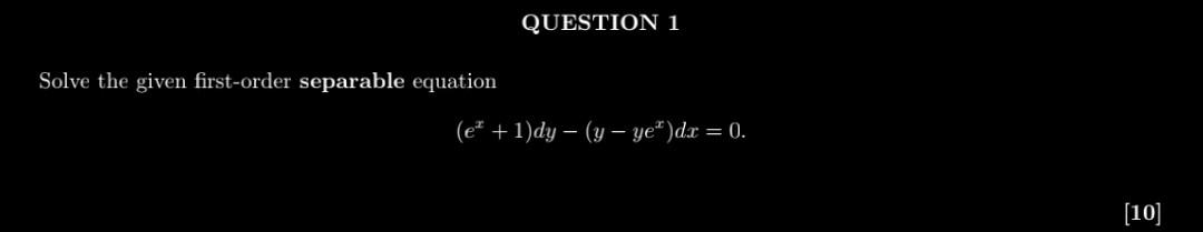 Solved Solve the given first-order separable equation | Chegg.com