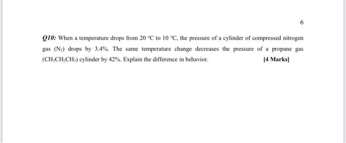 Solved Q10: When a temperature drops from 20∘C to 10∘C, the | Chegg.com