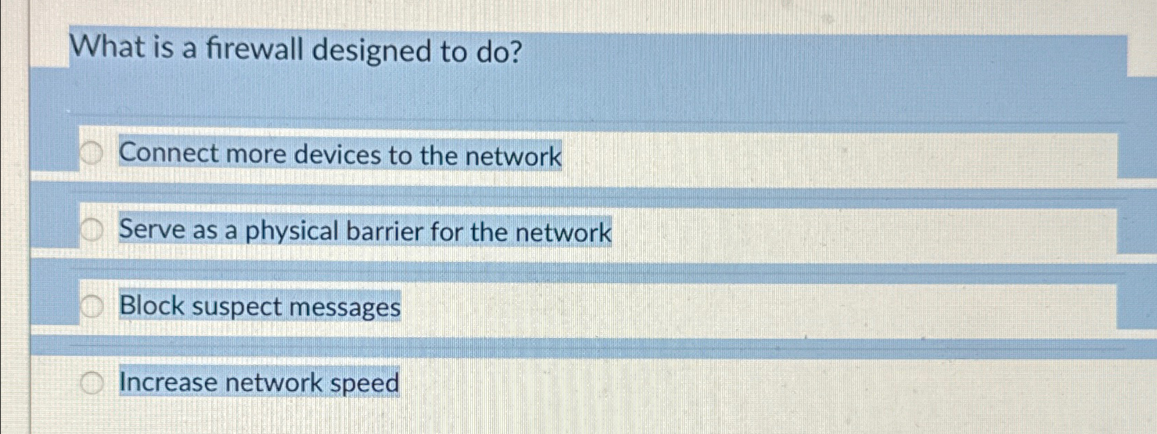 Solved What is a firewall designed to do?Connect more | Chegg.com