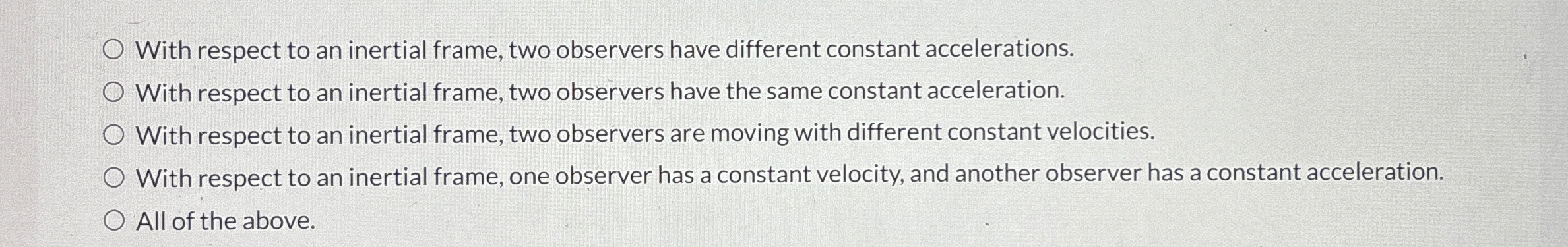 Solved With respect to an inertial frame, two observers have | Chegg.com
