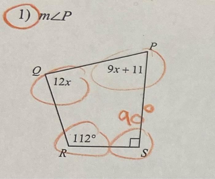 Solved 1) m∠P | Chegg.com