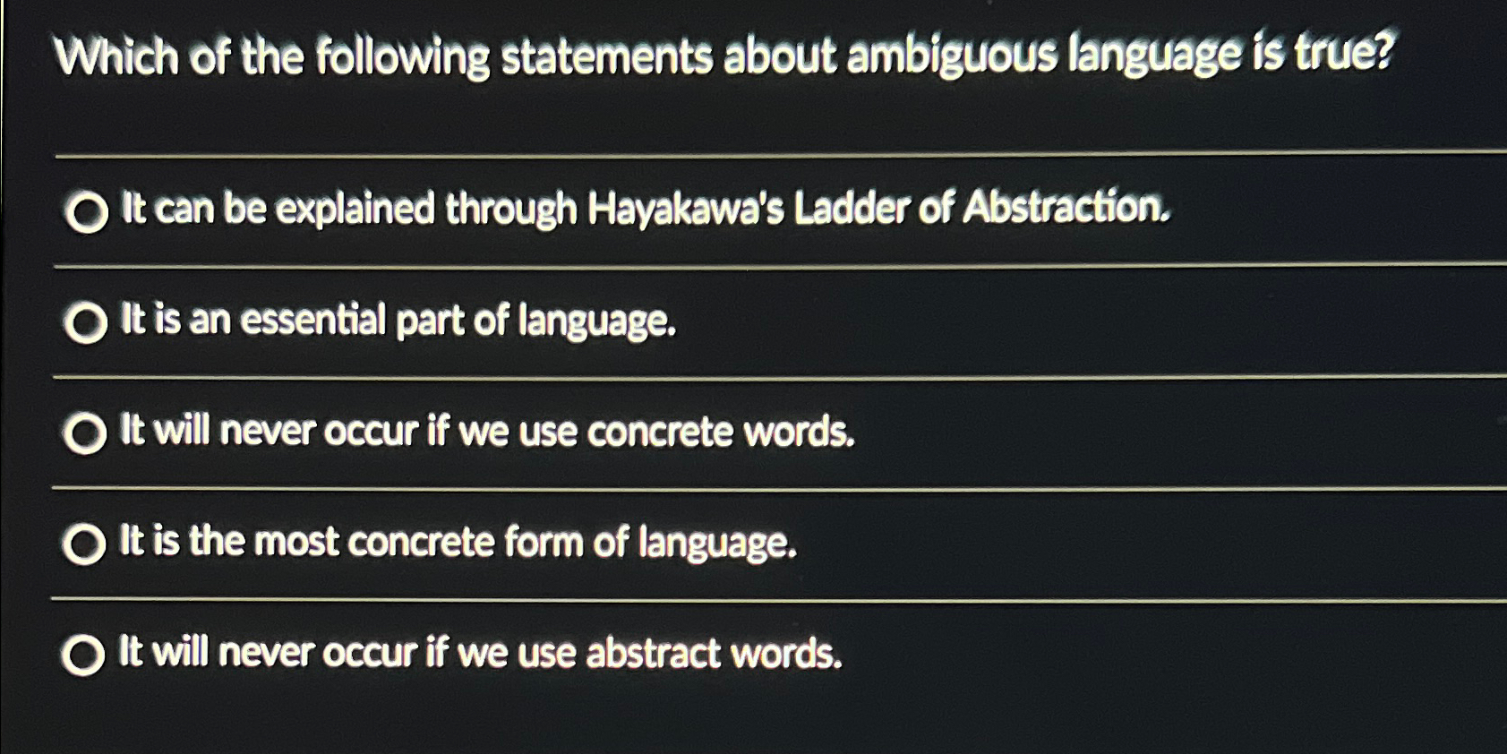 Solved Which of the following statements about ambiguous | Chegg.com