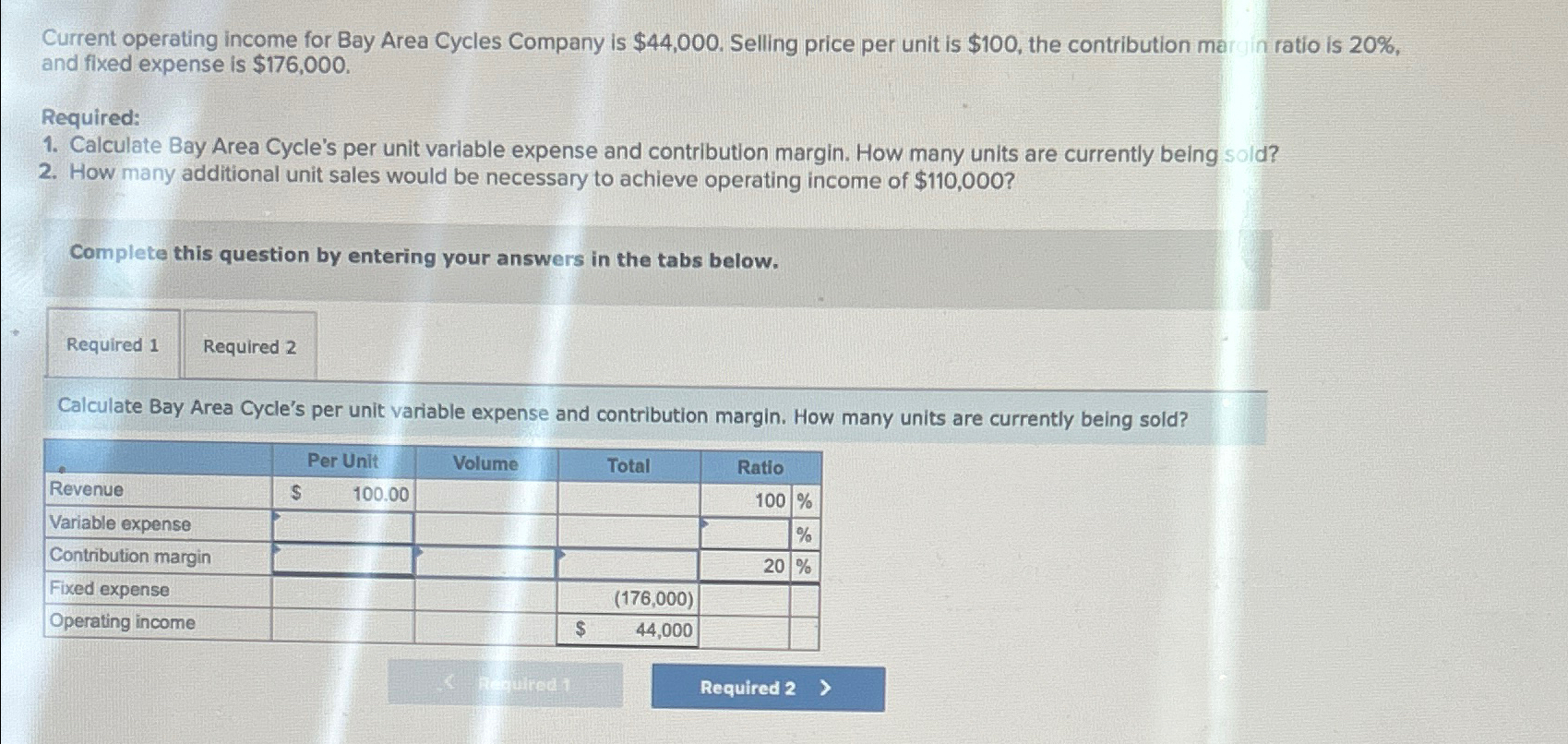 Solved Current operating income for Bay Area Cycles Company | Chegg.com