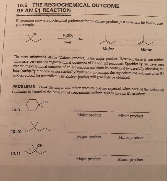 Solved 10.5 THE REGIOCHEMICAL OUTCOME OF AN E1 REACTION El | Chegg.com