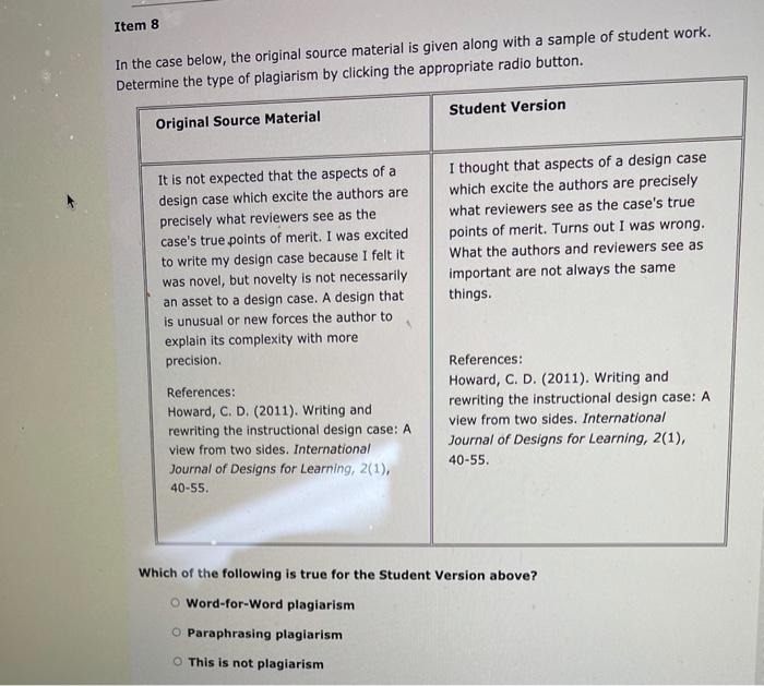 Solved Item 8 In the case below, the original source | Chegg.com