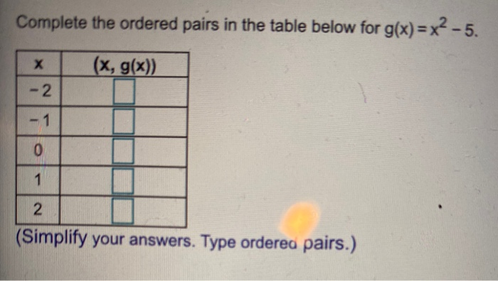 Solved Complete the ordered pairs in the table below for | Chegg.com