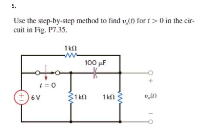 Solved Use the step-by-step method to find vo(t) for t>0 in | Chegg.com
