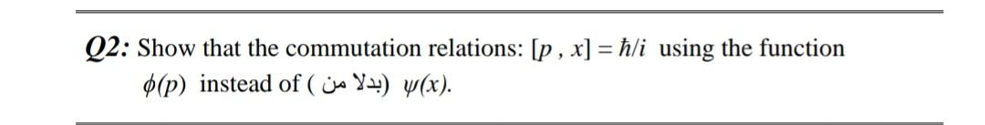Solved Q2: Show that the commutation relations: [p , x] = | Chegg.com