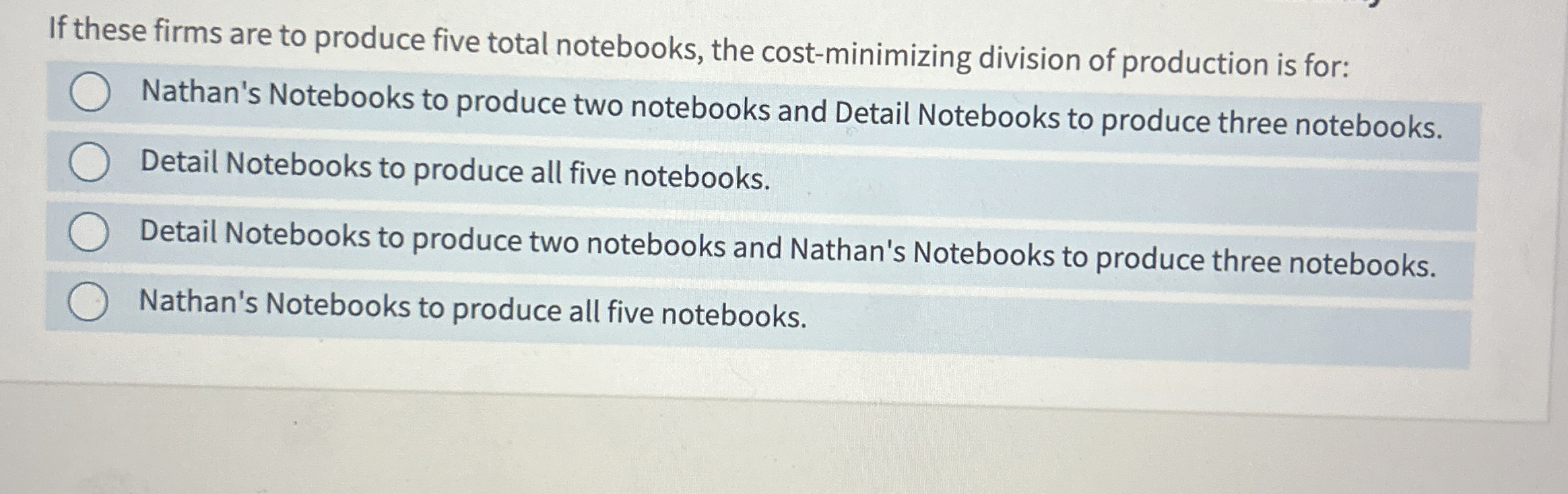 Solved If these firms are to produce five total notebooks, | Chegg.com
