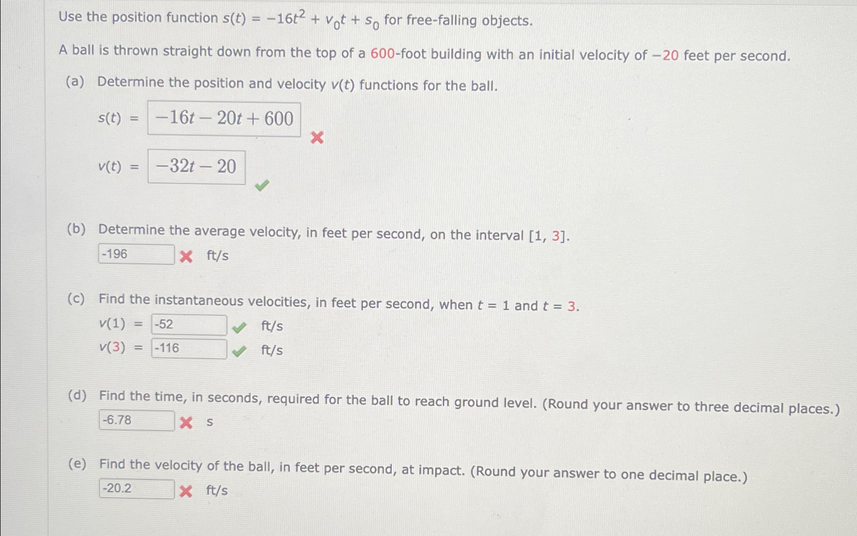 Use The Position Function S T 16t2 V0t S0 ﻿for