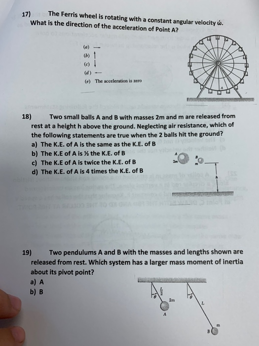 Solved 17 The Ferris wheel is rotating with a constant | Chegg.com