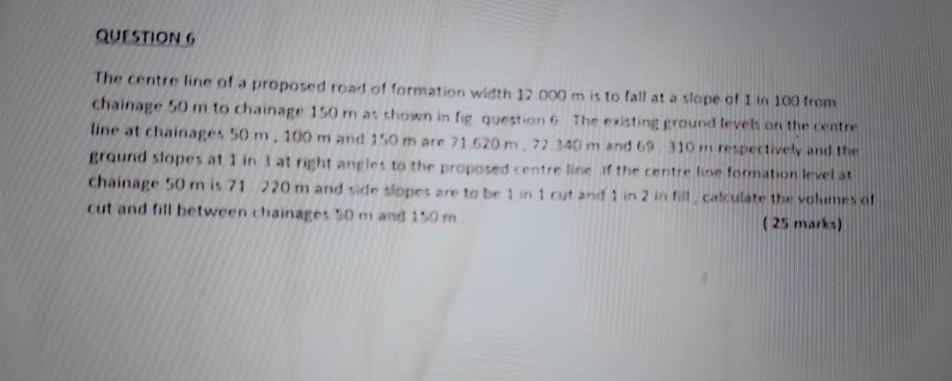 Solved QUESTION 6 The centre line of a proposed toat of | Chegg.com