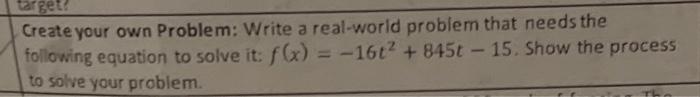 Solved get Create your own Problem: Write a real-world | Chegg.com