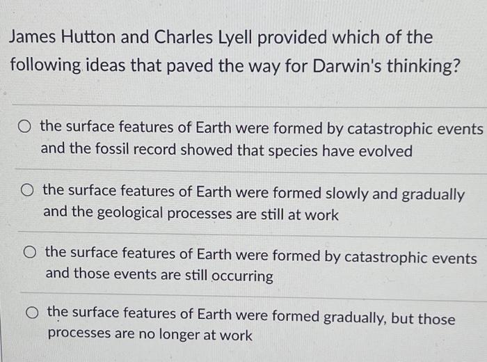 Solved James Hutton and Charles Lyell provided which of the | Chegg.com