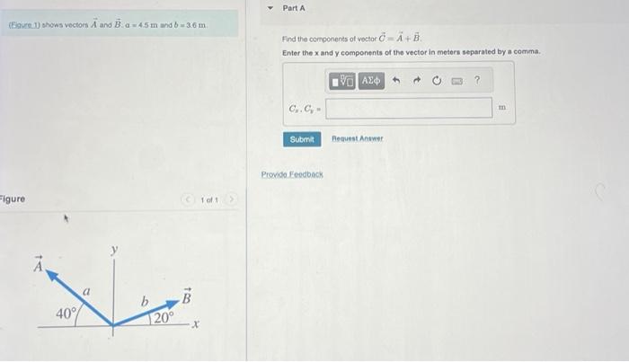 Solved (Eligure.1) shews vectors A and B⋅a=4.5 m and b=36 m | Chegg.com