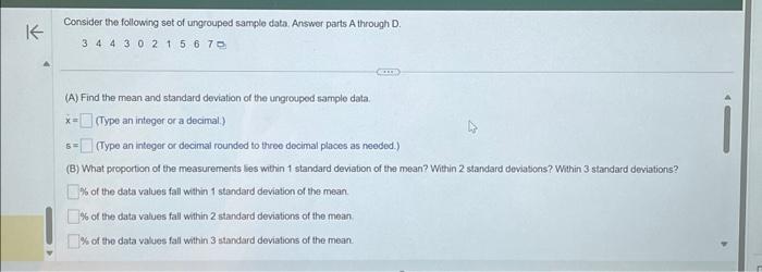Solved Consider the following set of ungrouped sample data. | Chegg.com