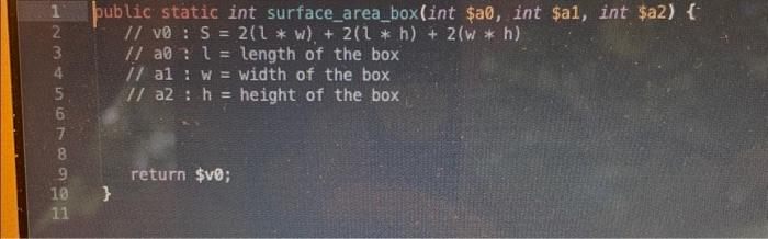 Solved Public Static Int Surfaceareaboxint A0 Int A1 7131