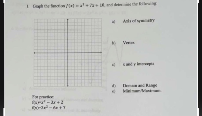 Solved 1 Graph the function f(x) = x2 + 7x + 10, and | Chegg.com