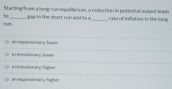 Solved Starting from a long-run equilibrium, a reduction in | Chegg.com