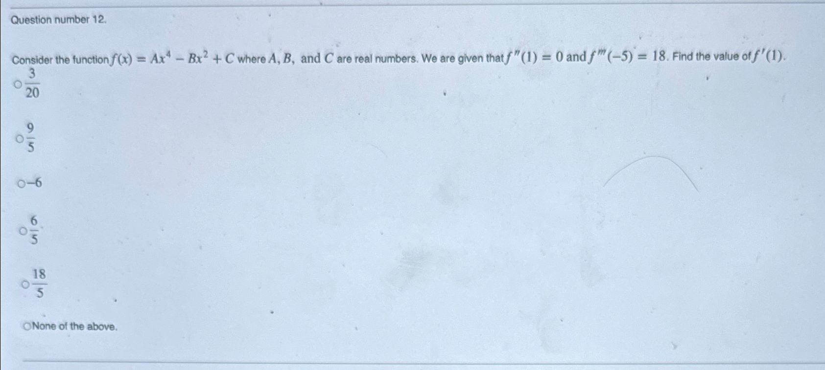 Solved Question number 12.Consider the function | Chegg.com